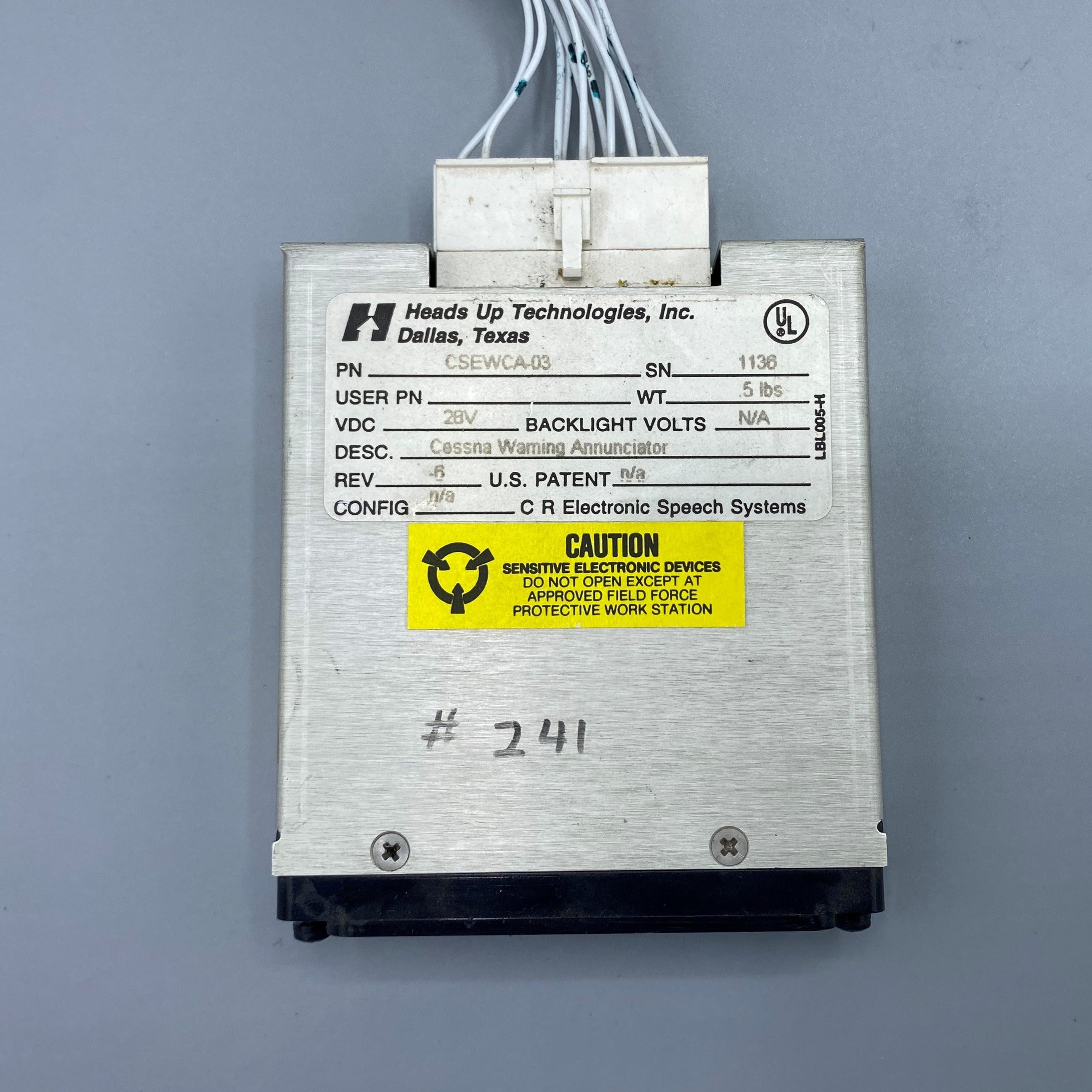 Heads Up Technologies Cessna Warning Annunciator - Part Number: CSEWCA ...